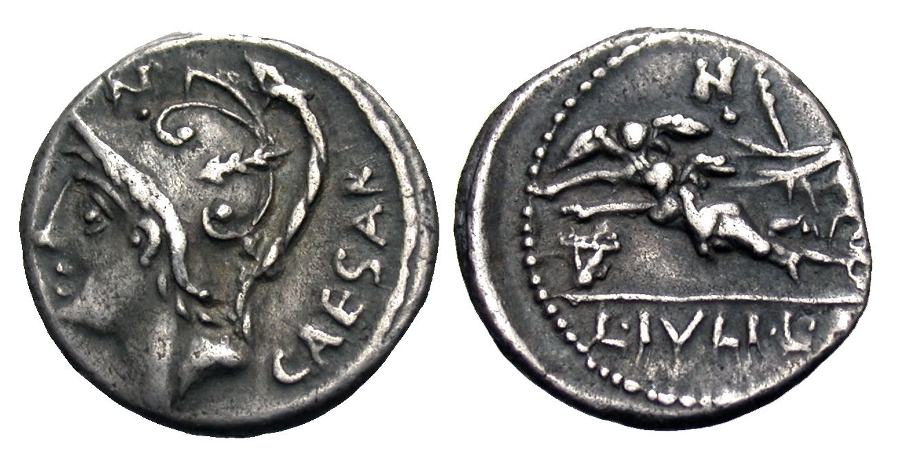 Roman Republic. L. Julius L.f. Caesar. AR Denarius. Mars / Venus.