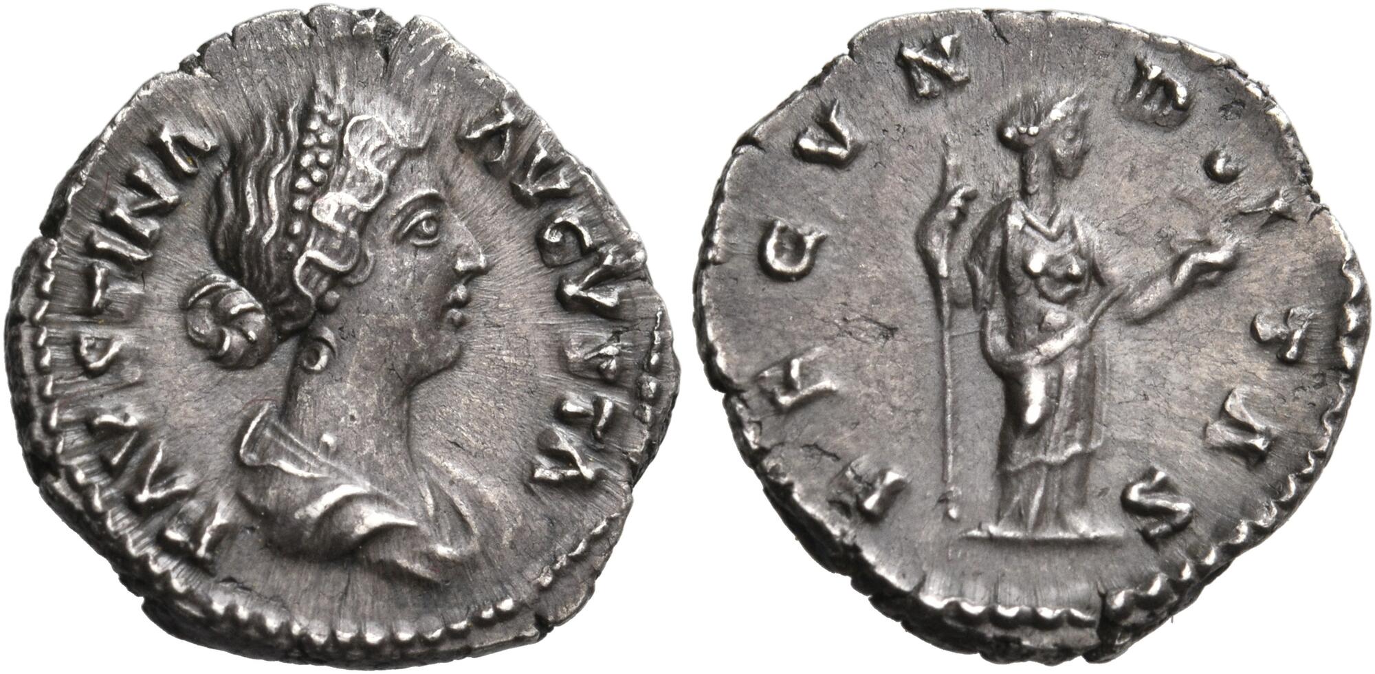 Faustina II. AR Denarius. Fecunditas. Lovely Portrait. | Roman Imperial ...