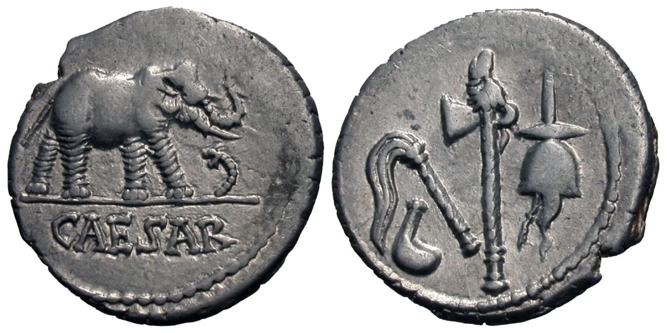 Roman Imperatorial. AR 'Elephant' Denarius. Julius Caesar. | Roman ...