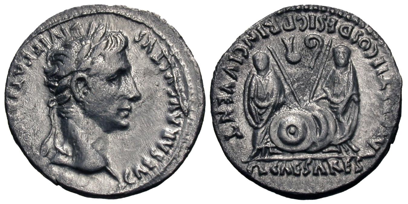Augustus. AR Denarius. Caius and Lucius Caesars. | Roman Imperial Coins