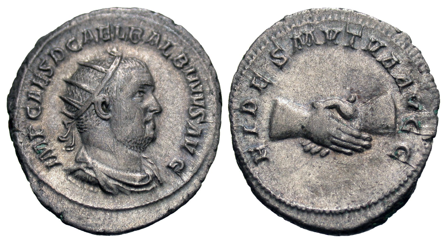 Balbinus. AR Antoninianus. Clasped Right Hands. | Roman Imperial Coins
