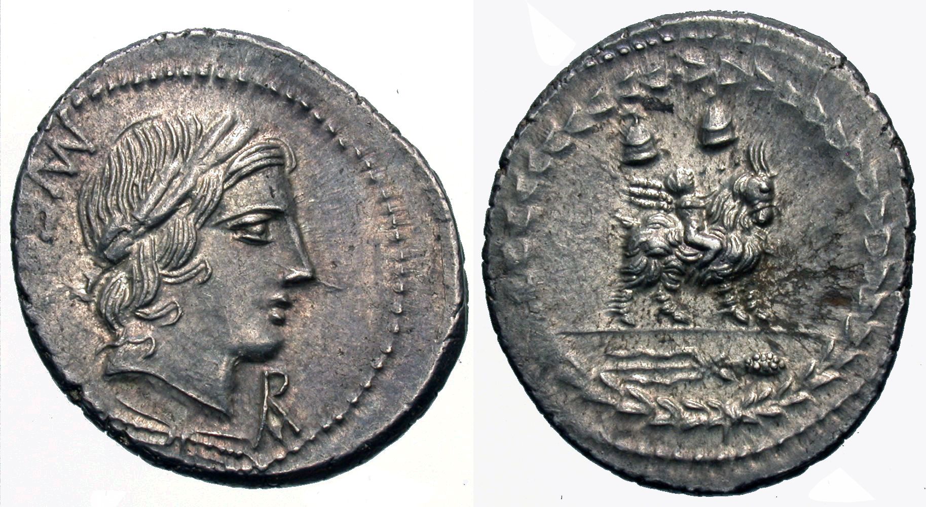 Roman Republic. Mn. Fonteius C.f. AR Denarius. | Roman Republican Coins