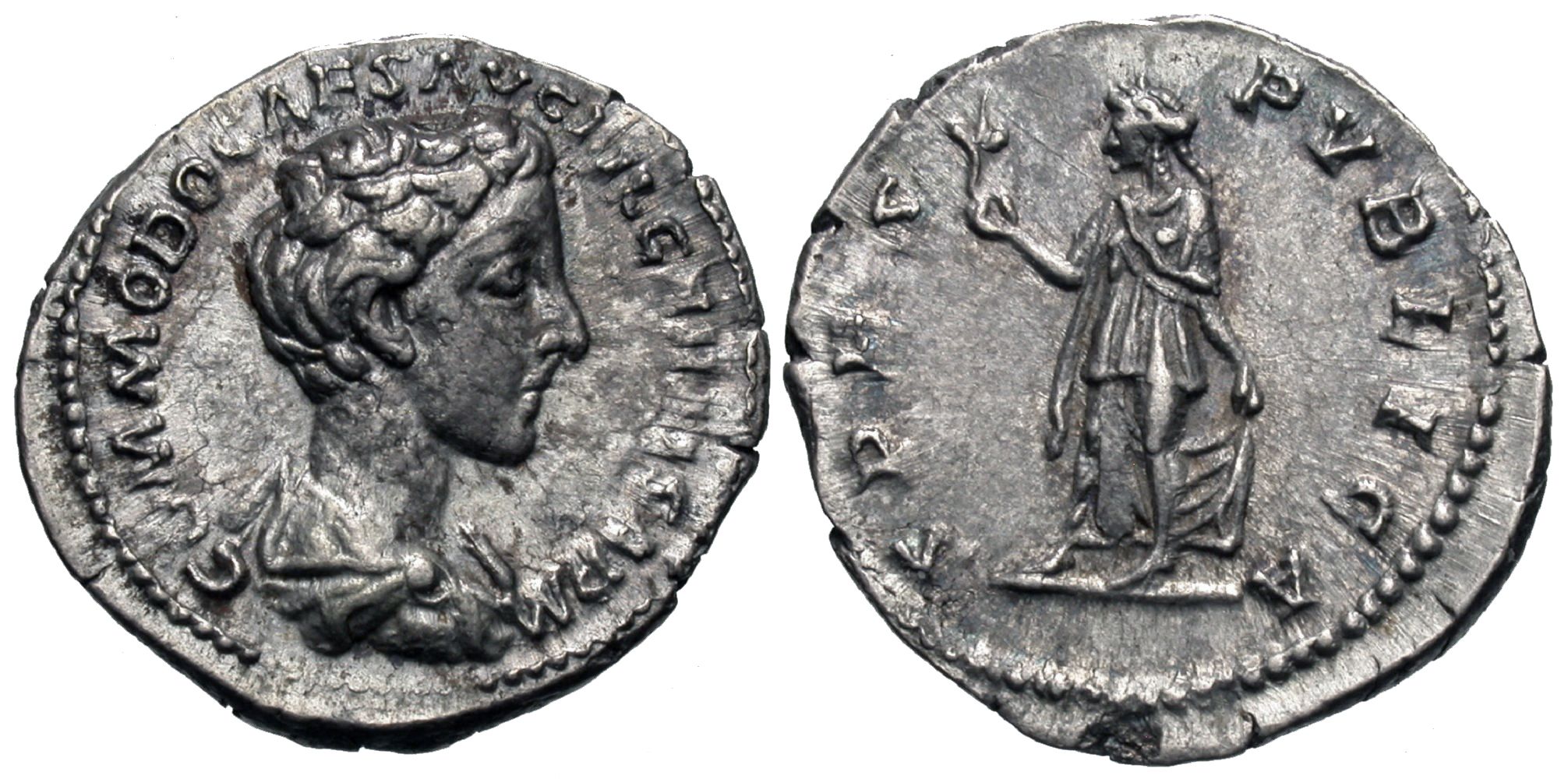 Commodus, as Caesar. AR Denarius. Spes. | Roman Imperial Coins