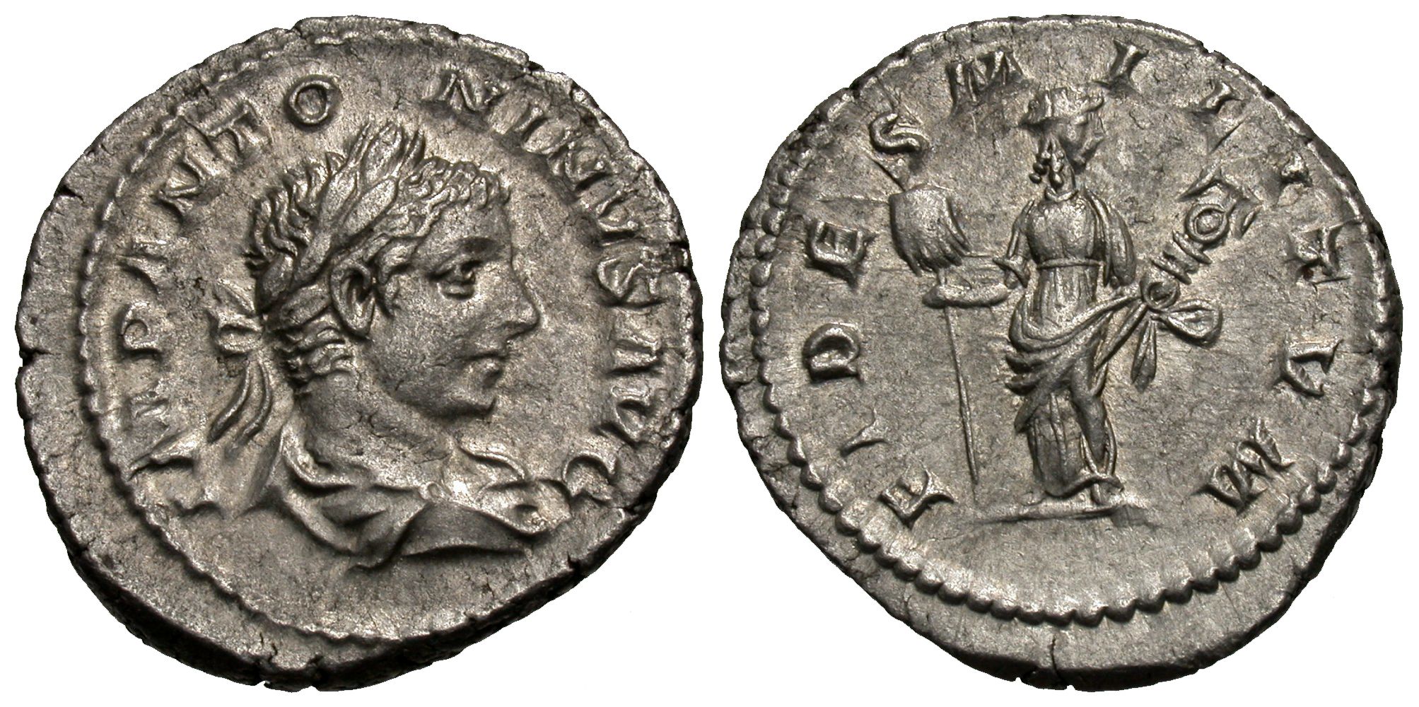 Elagabalus. AR Denarius. Fides. | Roman Imperial Coins
