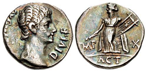 Augustus. AR Denarius. Apollo Citharoedus of Actium. | Roman Imperial Coins