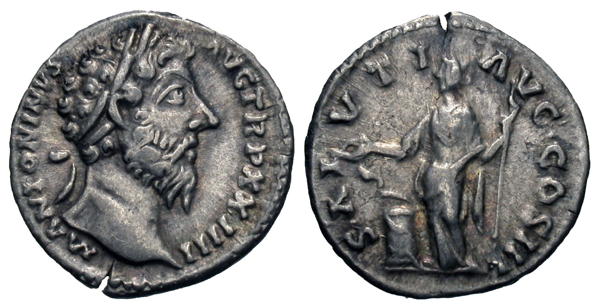 Marcus Aurelius. AR Denarius. Salus. | Roman Imperial Coins