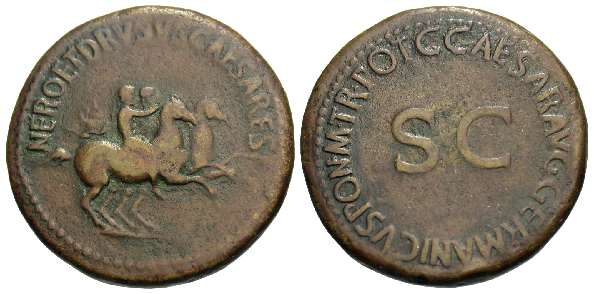 Nero & Drusus Caesar. Æ Dupondius. From An Old Collection. | Roman ...