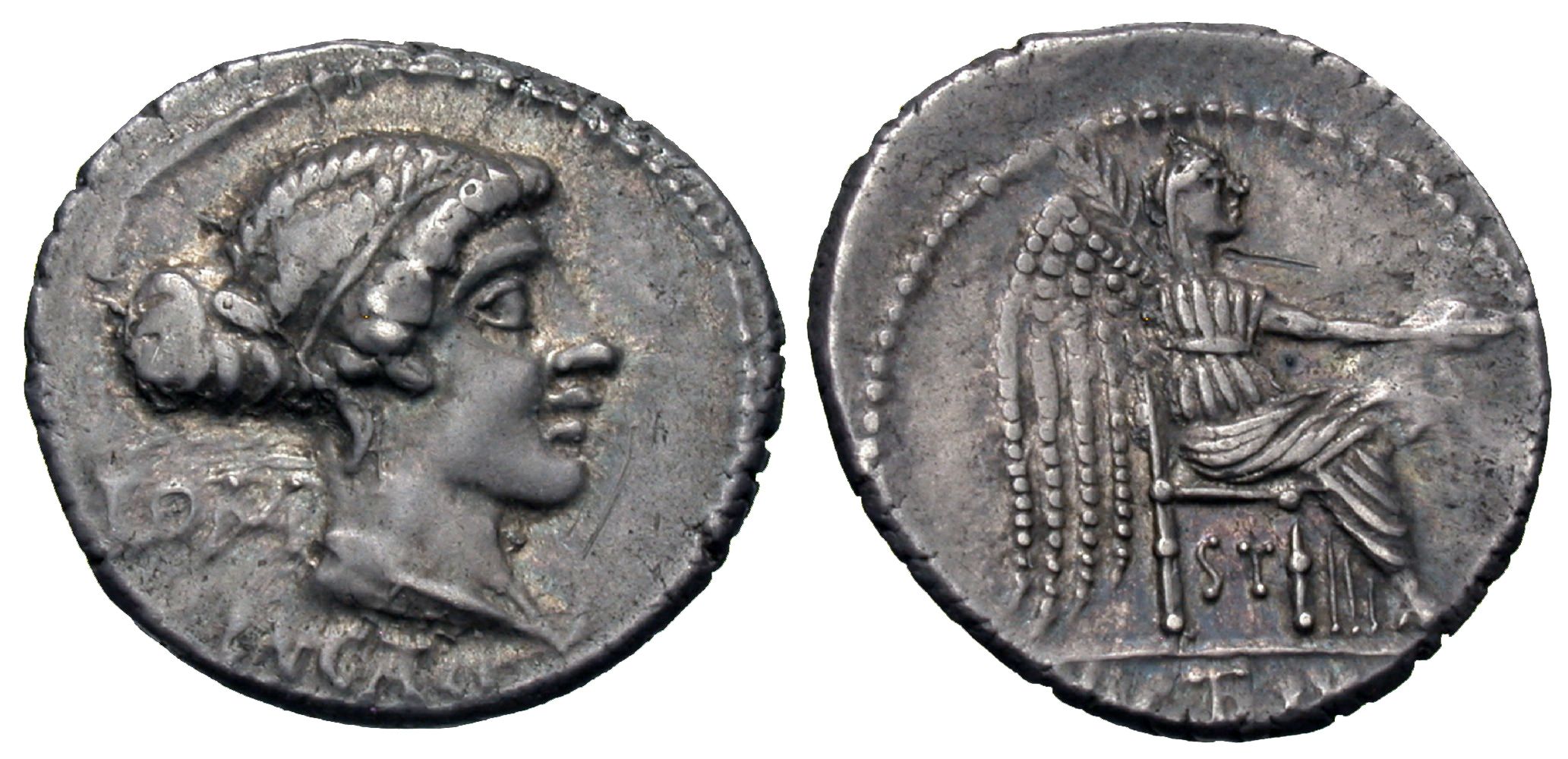 Roman Republic. M. Cato. AR Denarius. Ex Coin Galleries, 1990.