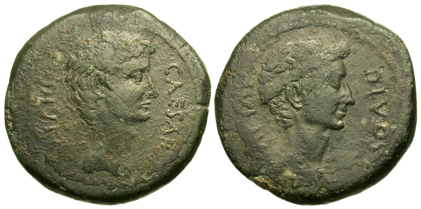 Octavian with Divus Julius Caesar. Æ 'Sestertius.' | Roman Republican Coins