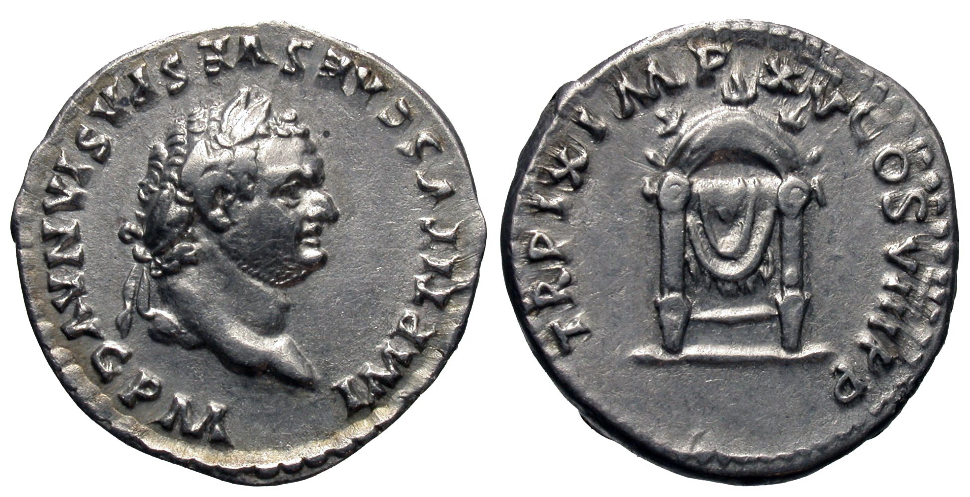 Titus. AR Denarius. Throne. Choice. | Roman Imperial Coins