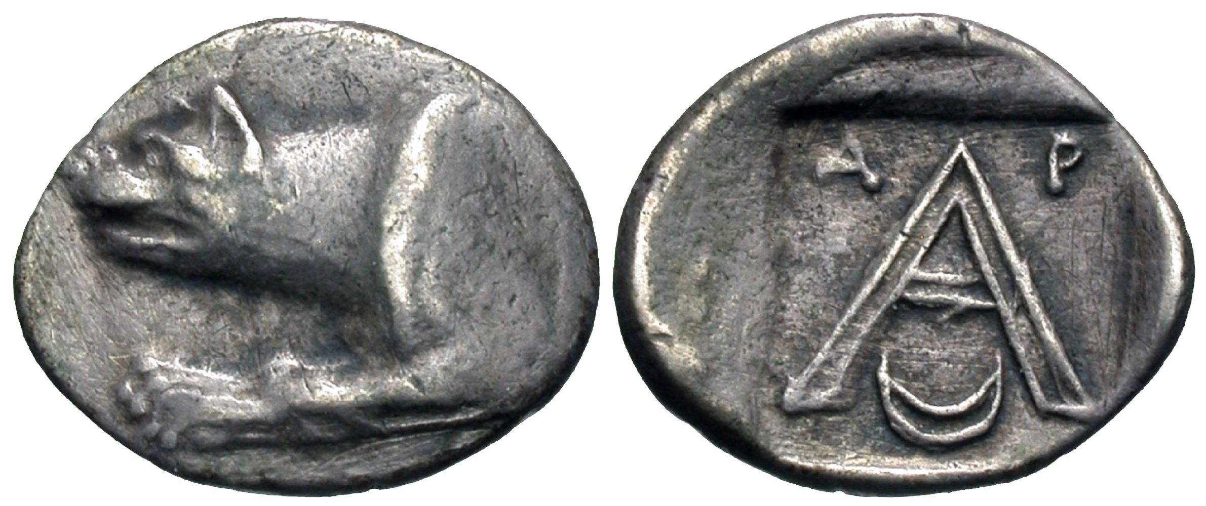 Argolis, Argos. AR Hemidrachm - Triobol. Wolf at Bay. | Greek Coins