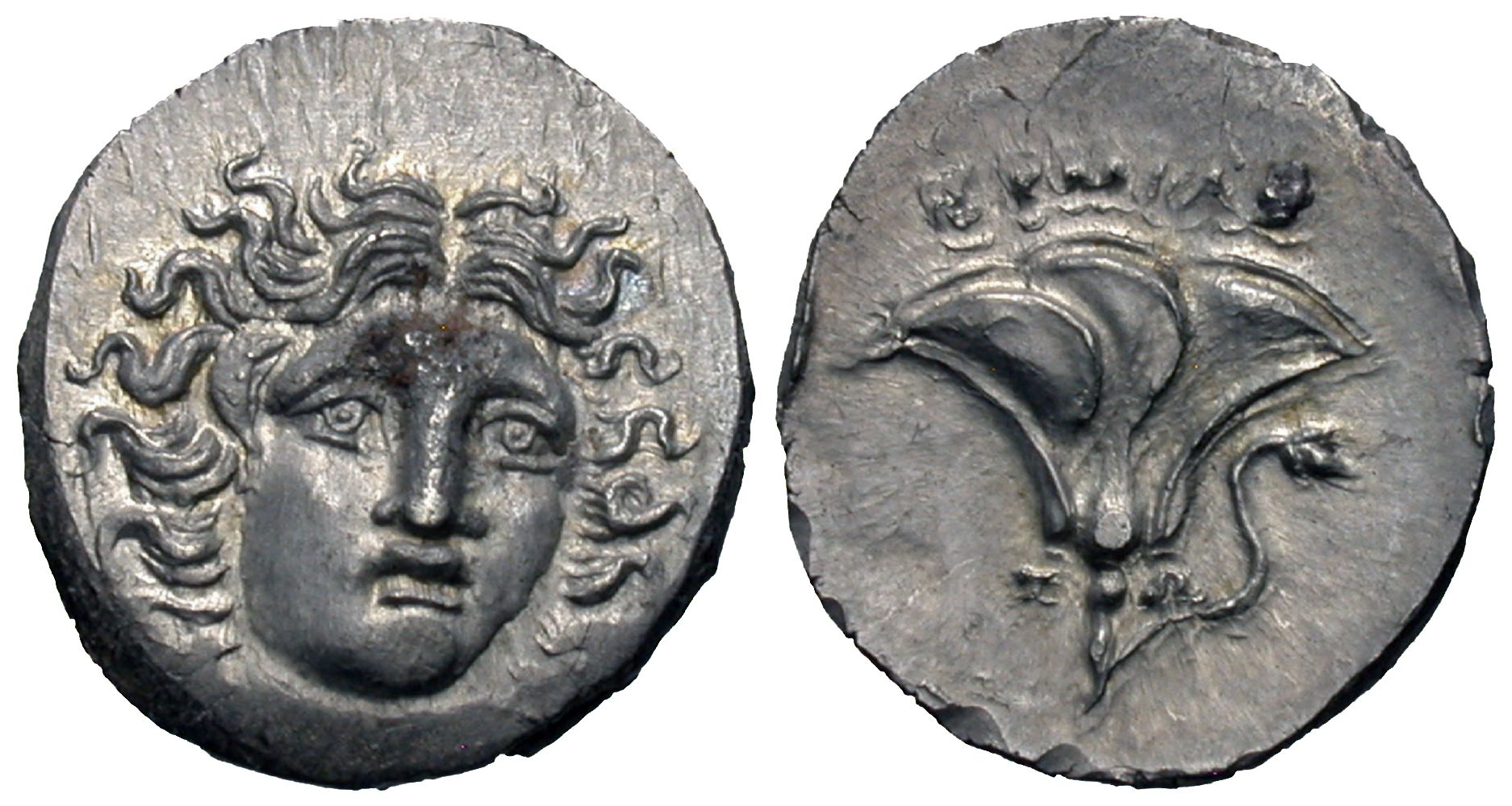 Kings of Macedon. Perseus. AR Drachm. Helios / Rose. | Greek Coins