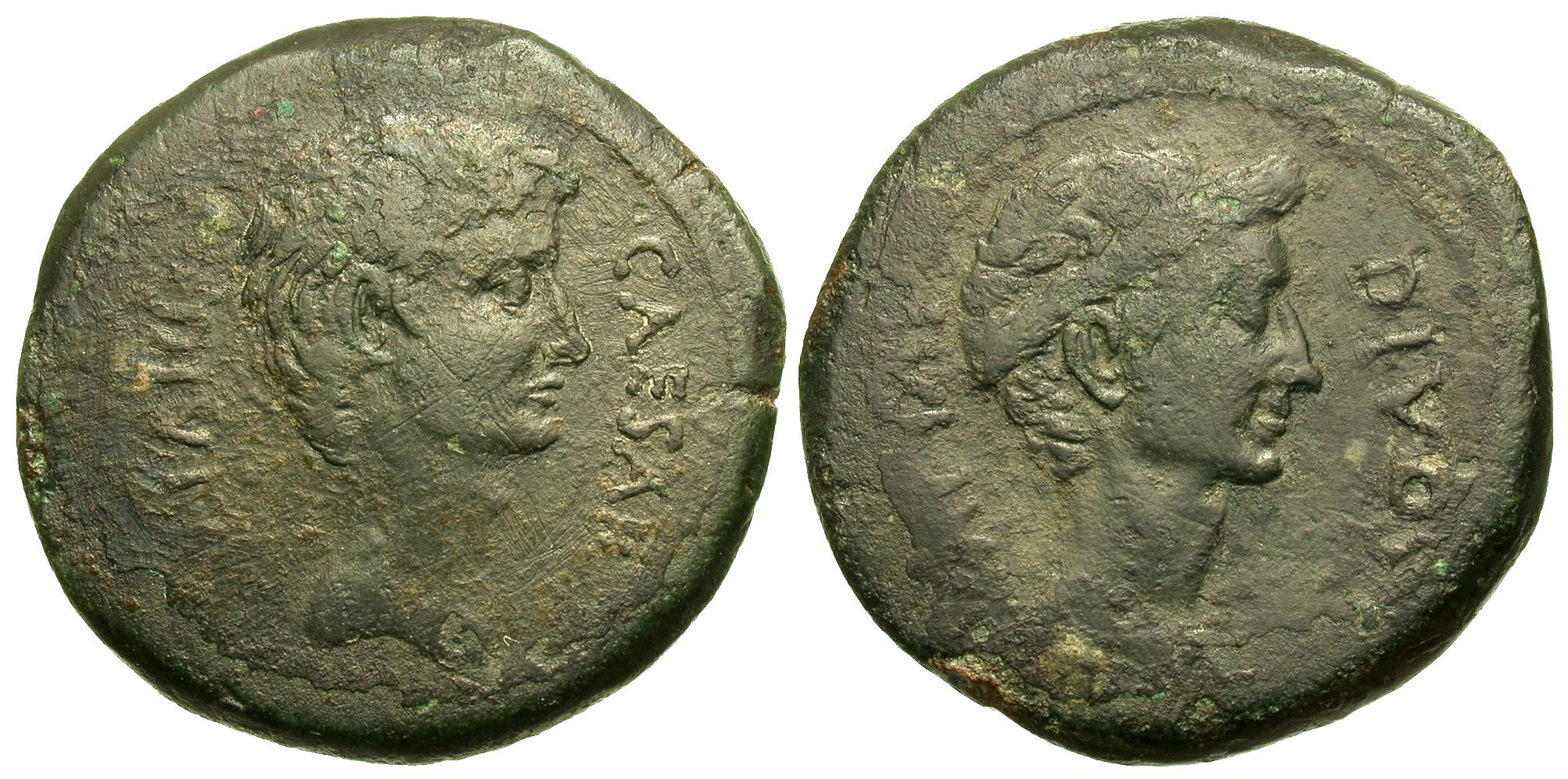 Octavian with Divus Julius Caesar. Æ 'Sestertius.' | Roman Republican Coins