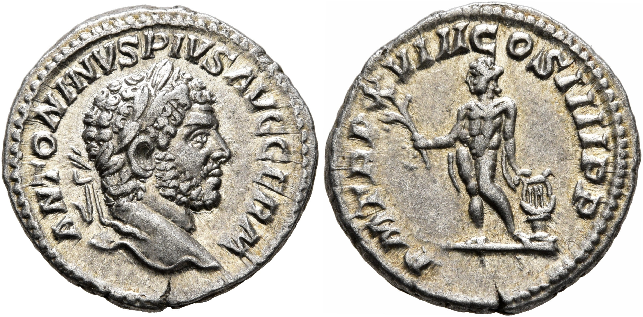 Caracalla. AR Denarius. Apollo. | Roman Imperial Coins