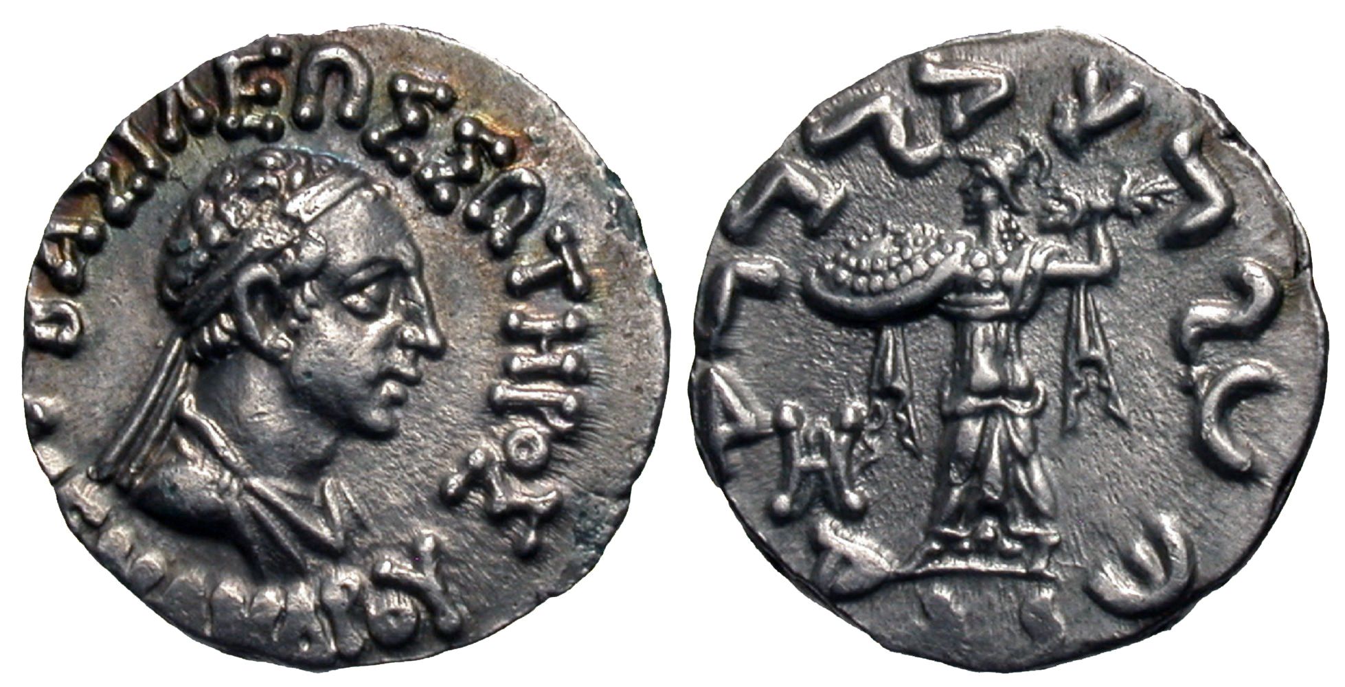 Baktria, Indo-Greek Kingdom. Menander I Soter. AR Drachm. CHOICE.