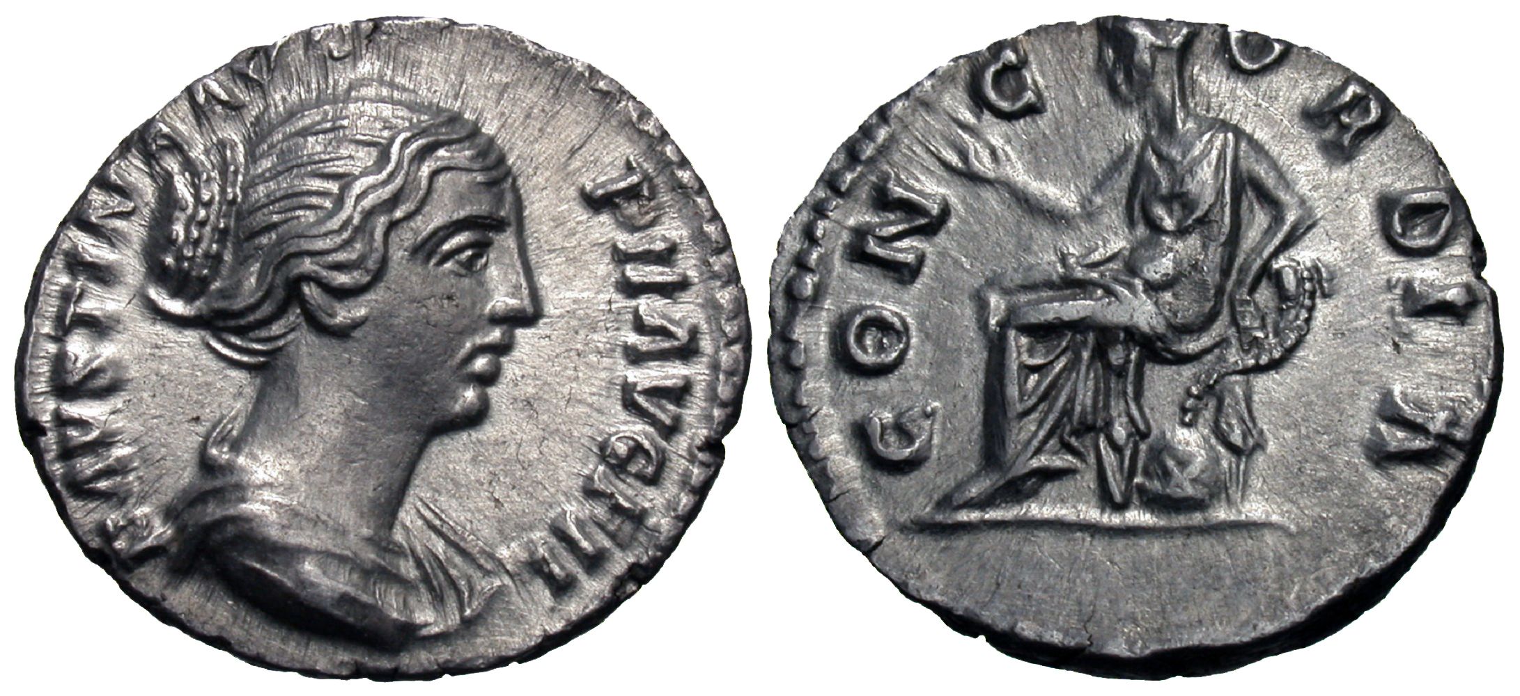 Faustina II. AR Denarius. Concordia. | Roman Imperial Coins