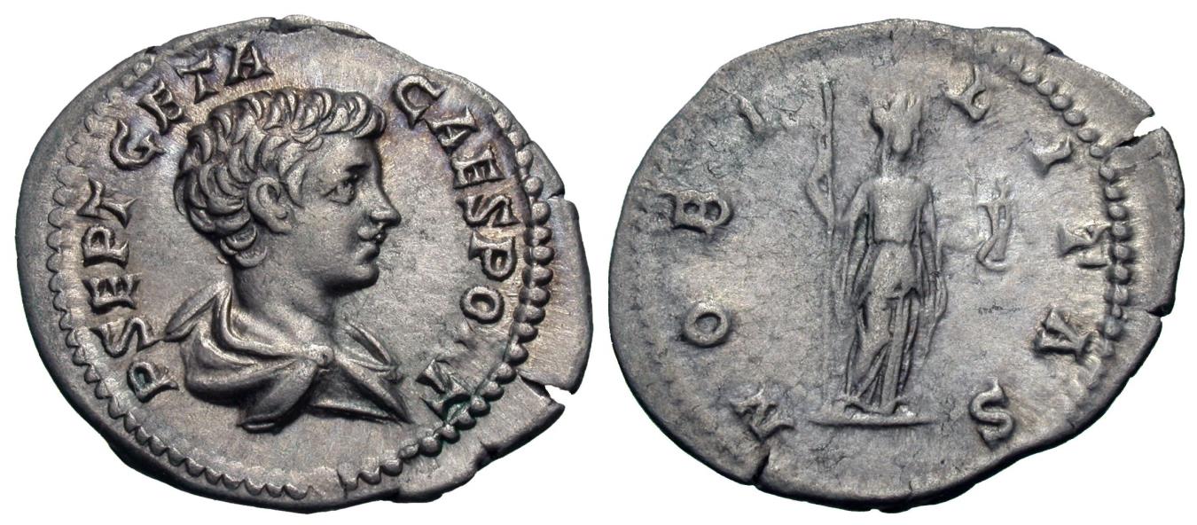 Geta, as Caesar. AR Denarius. Nobilitas. | Roman Imperial Coins