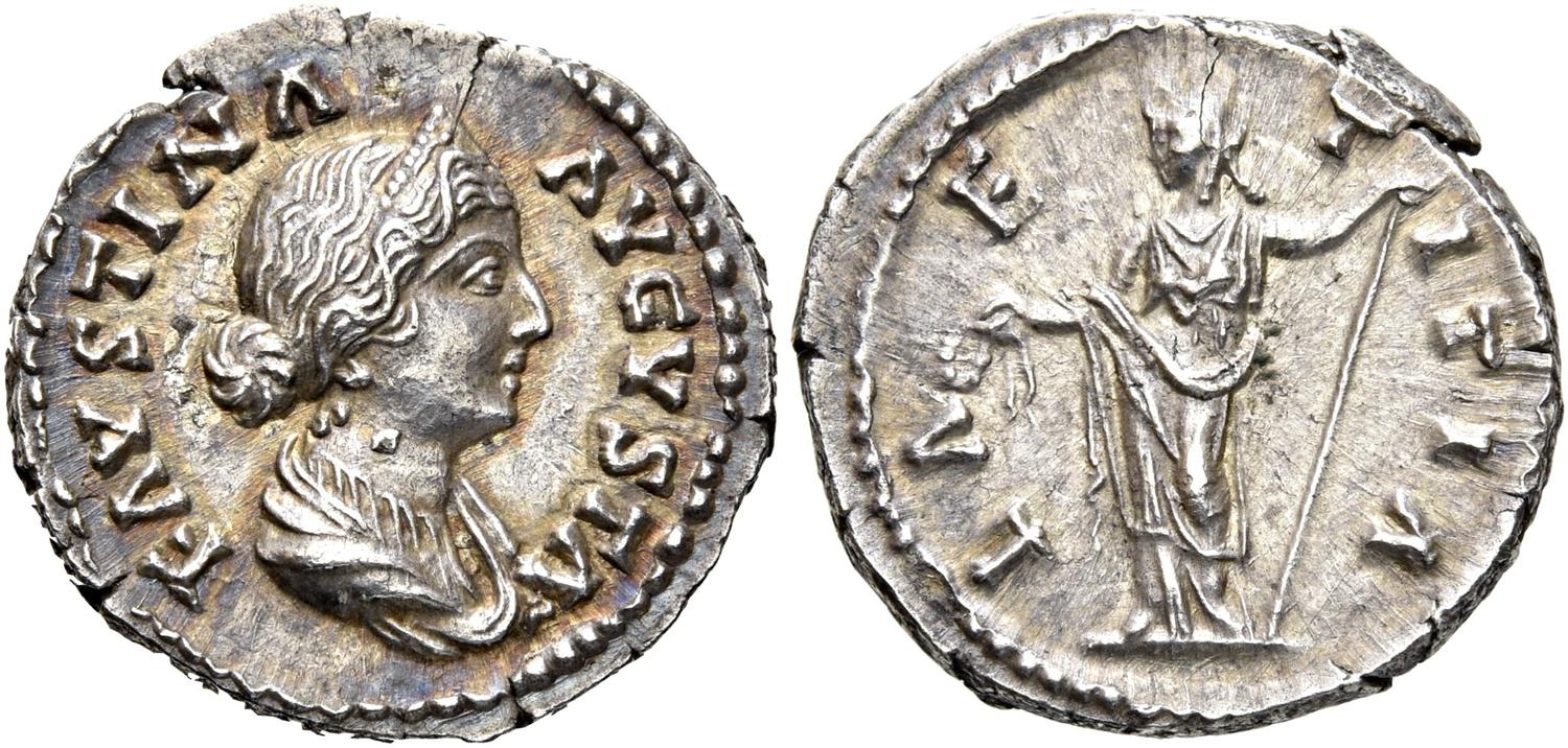 Faustina Junior. AR Denarius. Laetitia. | Roman Imperial Coins