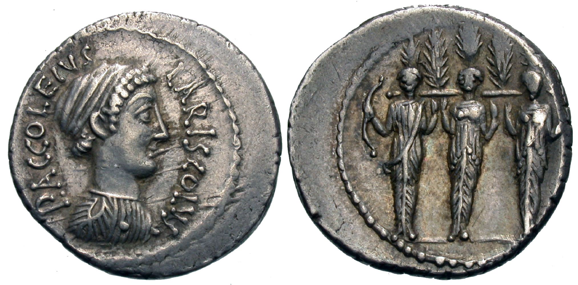 Roman Republic. AR Denarius. P. Accoleius Lariscolus. Ex Spink, 1979.