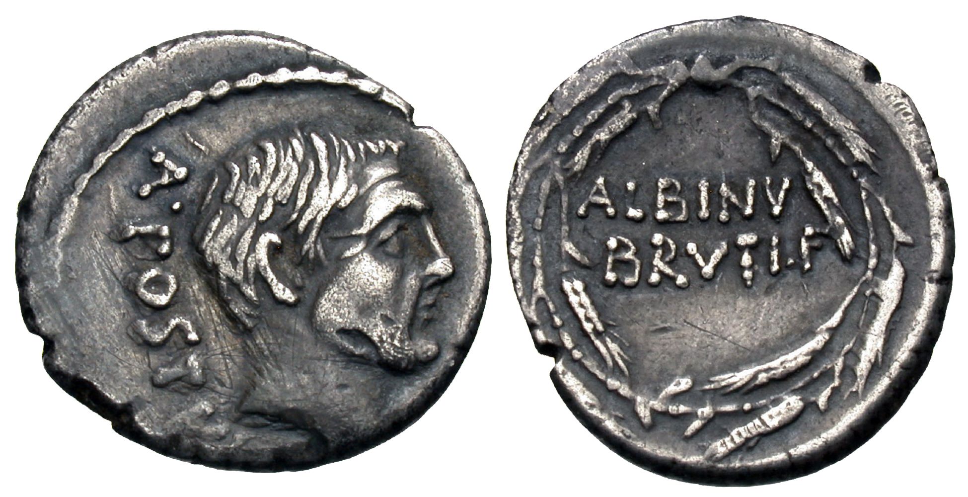 Roman Imperatorial. Albinus Bruti f. AR Denarius. Ex Coin Galleries, 1990.