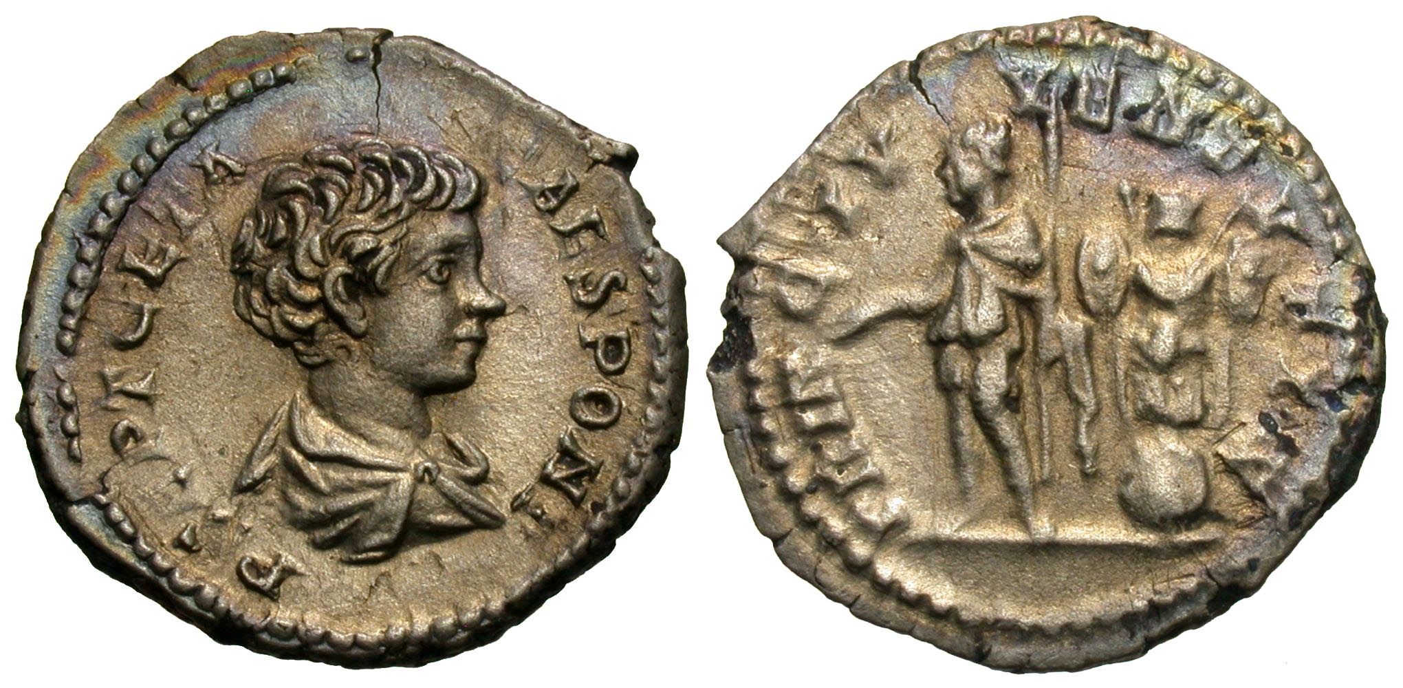 Geta, as Caesar. AR Denarius. Choice Portrait! | Roman Imperial Coins