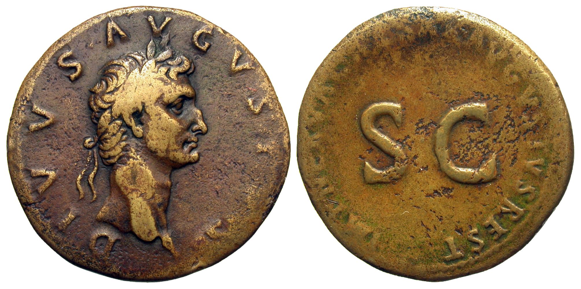 Divus Augustus. Æ Sestertius. Restitution Issue Under Nerva. | Roman ...