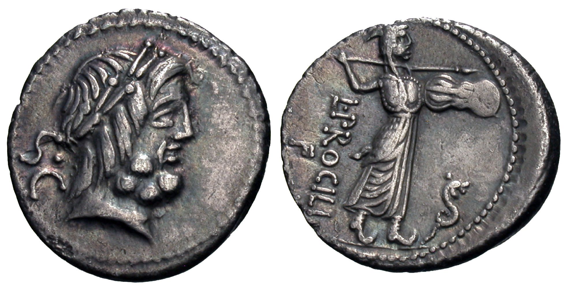 Roman Republic. AR Denarius. L. Procilius. | Roman Republican Coins