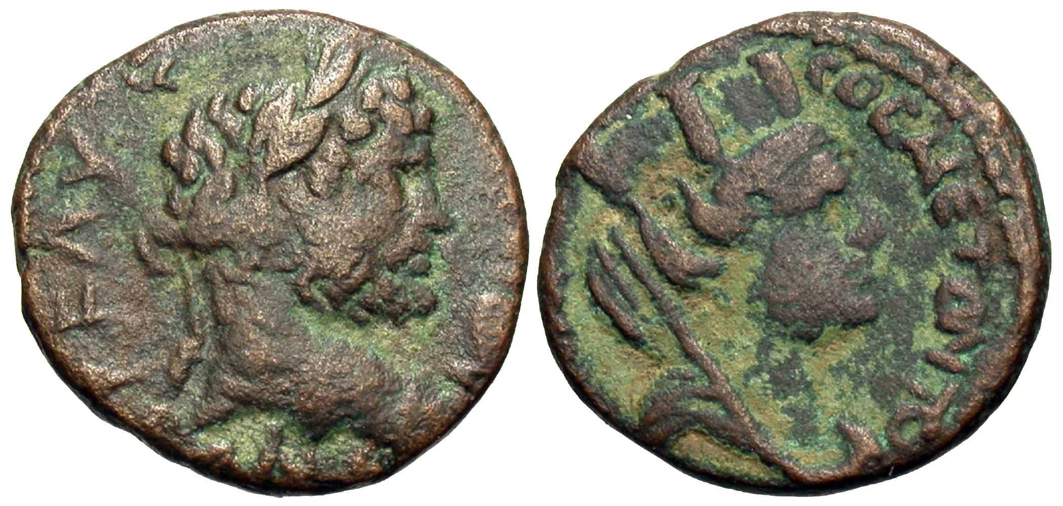 Mesopotamia, Carrhae. Caracalla. Æ 19 mm. Tyche. | Roman Provincial Coins