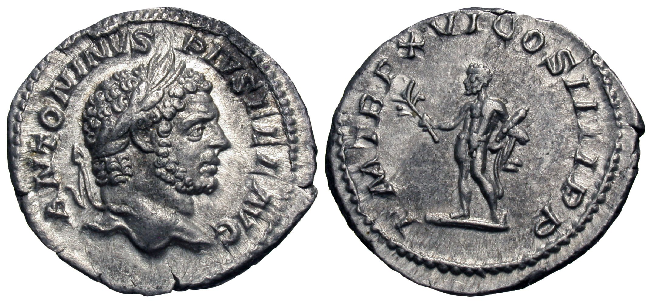 Caracalla. AR Denarius. Hercules. | Roman Imperial Coins