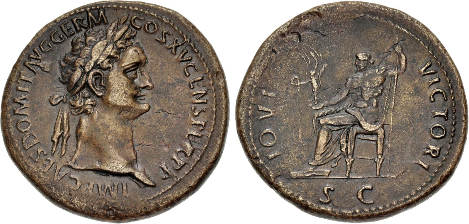 Domitian. Æ Sestertius. Jupiter. Bold Portrait! | Roman Imperial Coins