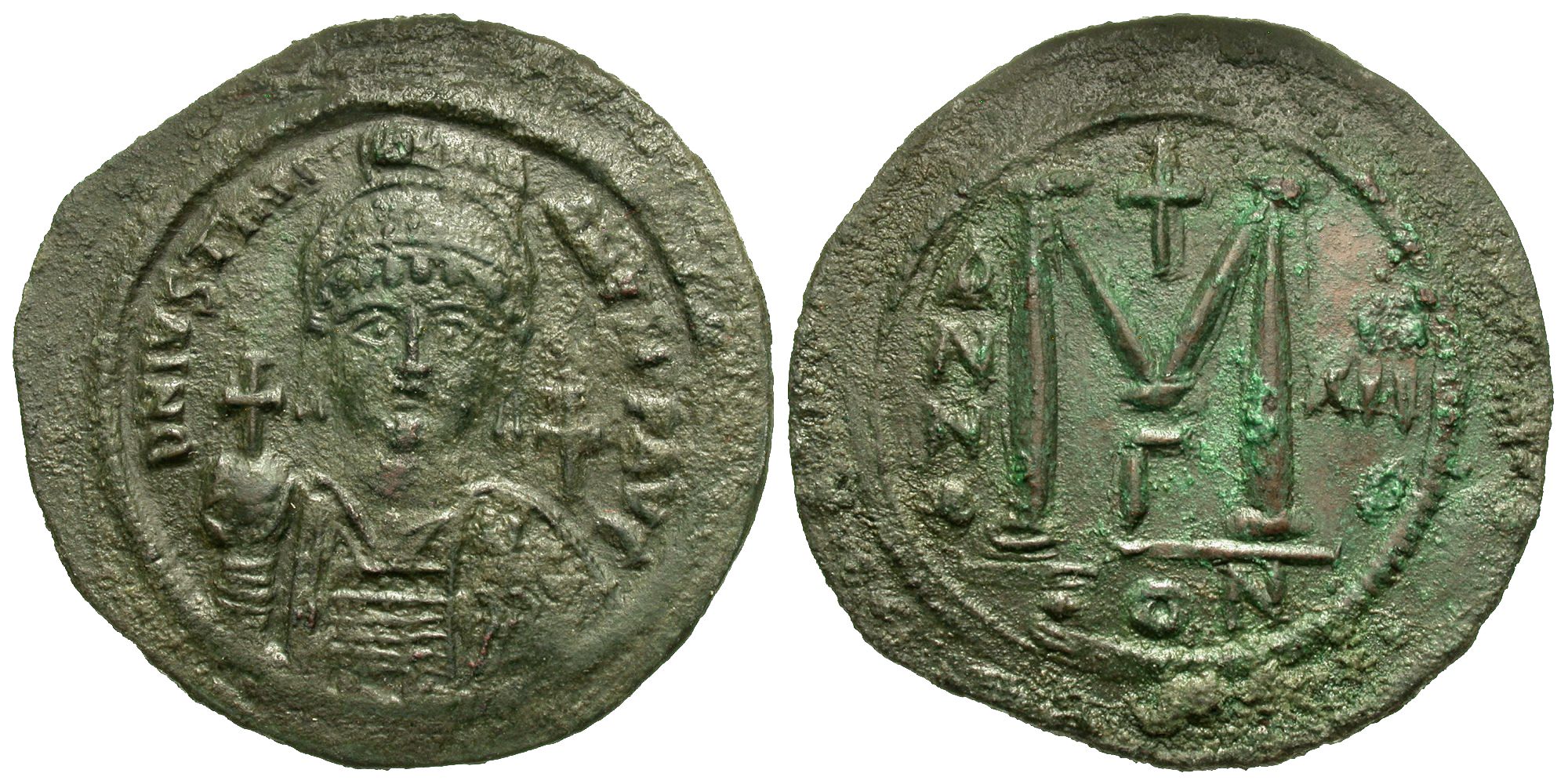Byzantine Empire. Justinian I. Æ Follis. Huge Flan! | Byzantine Coins