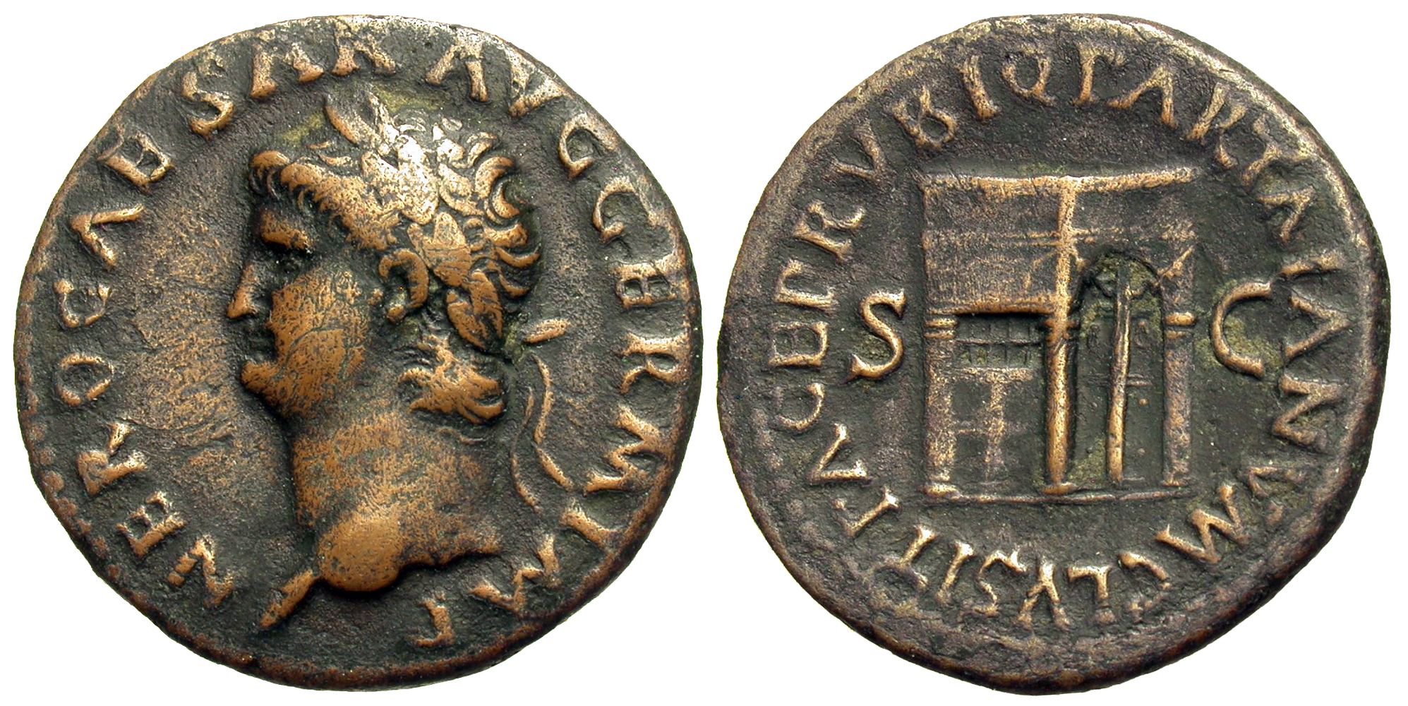 Nero. Æ As. Temple of Janus. | Roman Imperial Coins