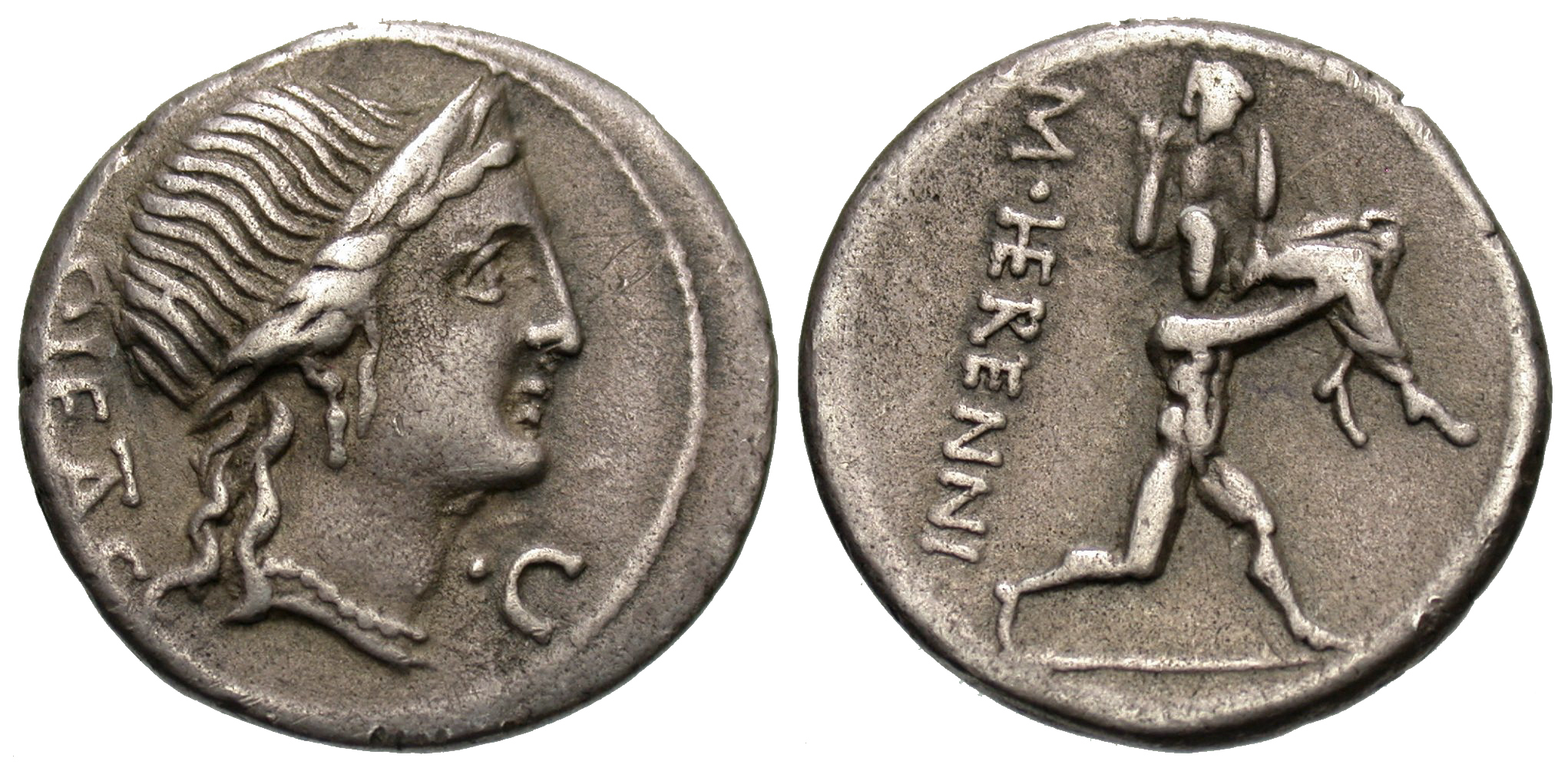 M. Herennius. AR Denarius. Amphinomus Carrying His Father. | Roman ...
