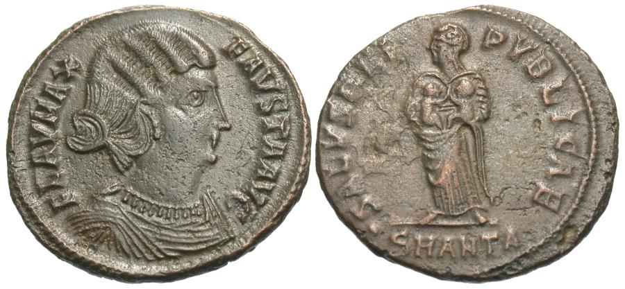Fausta. Æ Follis. Salus w/Two Children. | Roman Imperial Coins
