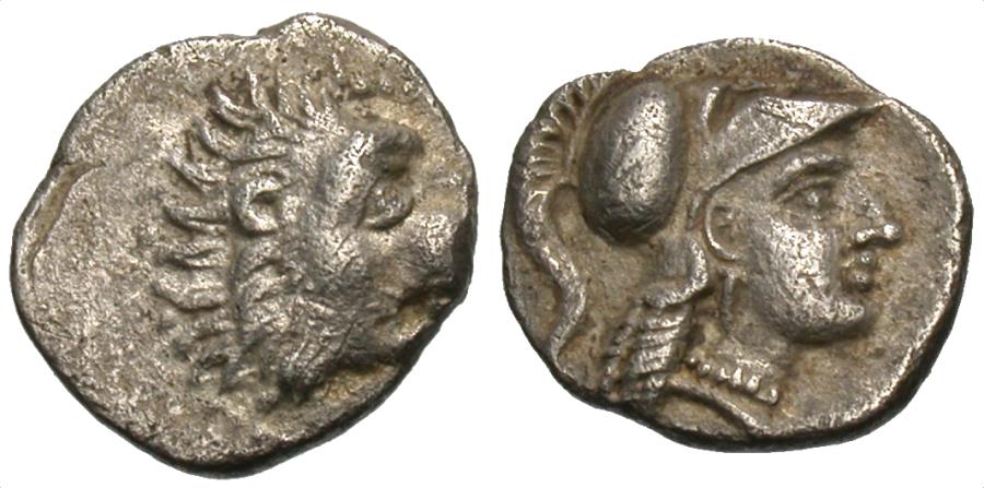 Pamphylia, Side. AR Obol. Roaring Lion / Athena. | Greek Coins