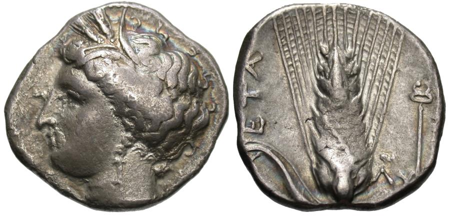 Lucania, Metapontum. AR Stater. Demeter / Grain Ear. | Greek Coins
