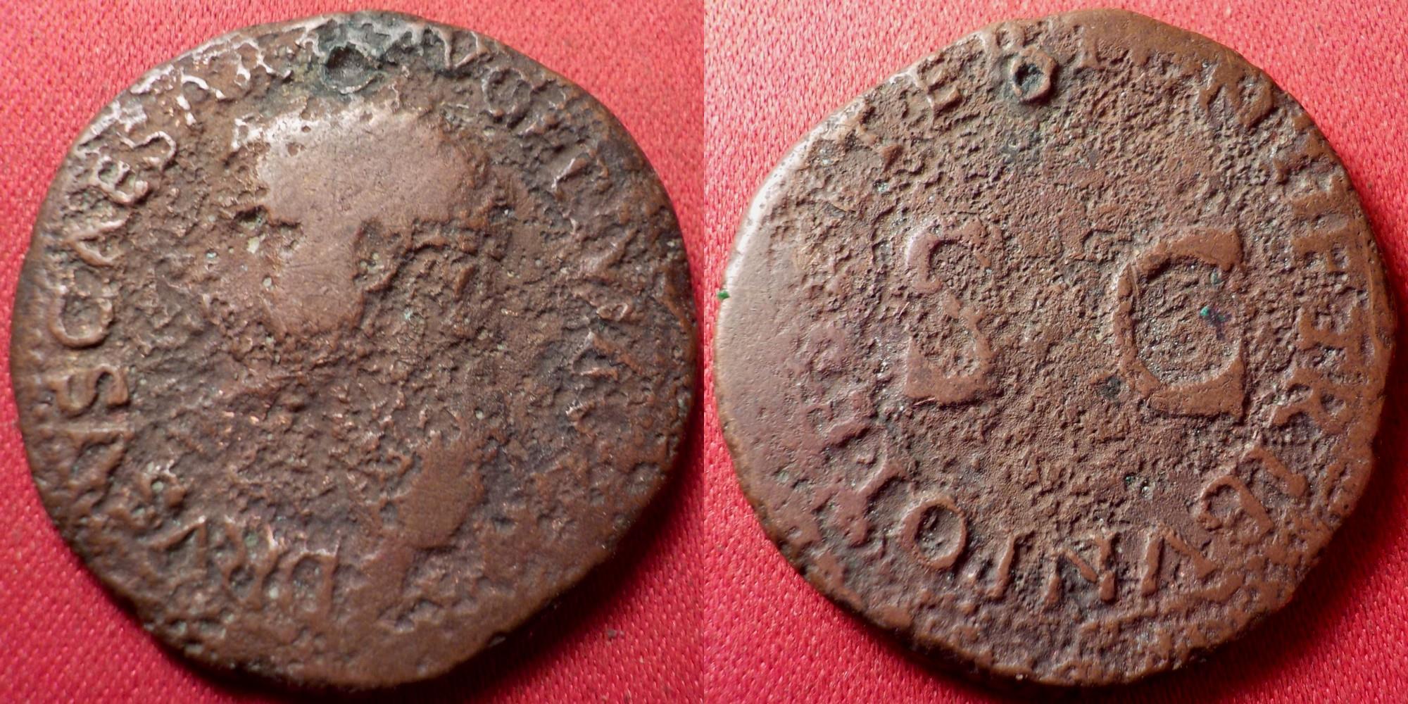 DRUSUS, son of Tiberius, AE as. Legend around large SC. Scarce.