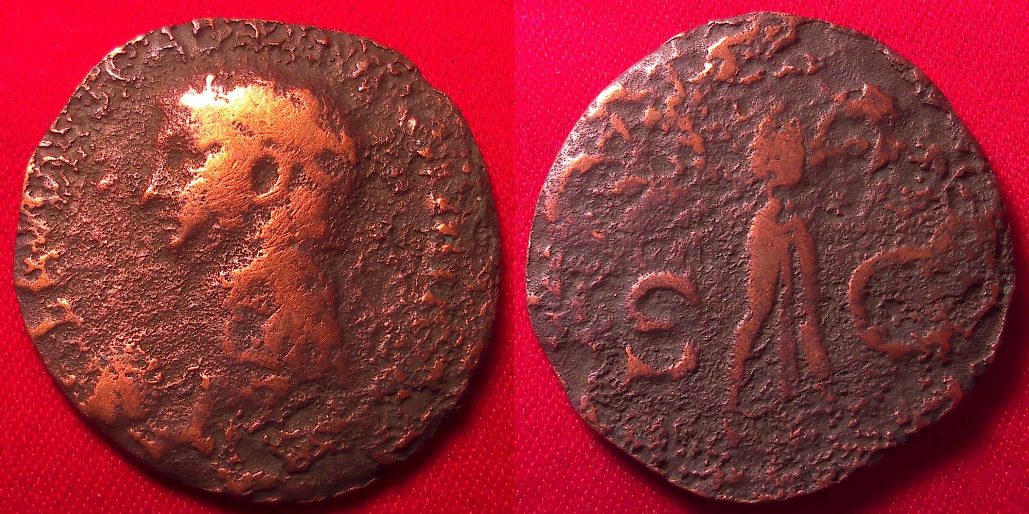 CLAUDIUS AE as. Minerva advancing right, holding spear & shield.