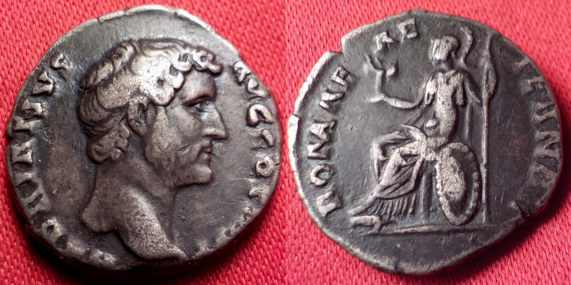 HADRIAN AR silver denarius. ROMAE AETERNAE, Roma seated. | Roman ...