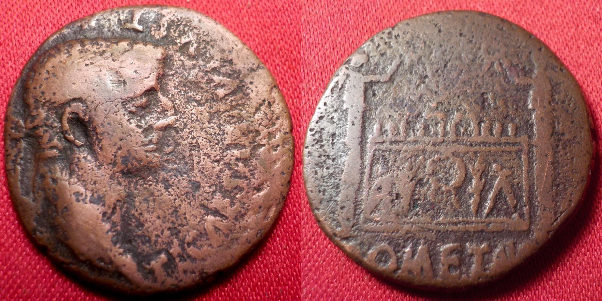 TIBERIUS, as Caesar, AE as. The Altar of Lugdunum, struck 12-14 AD.