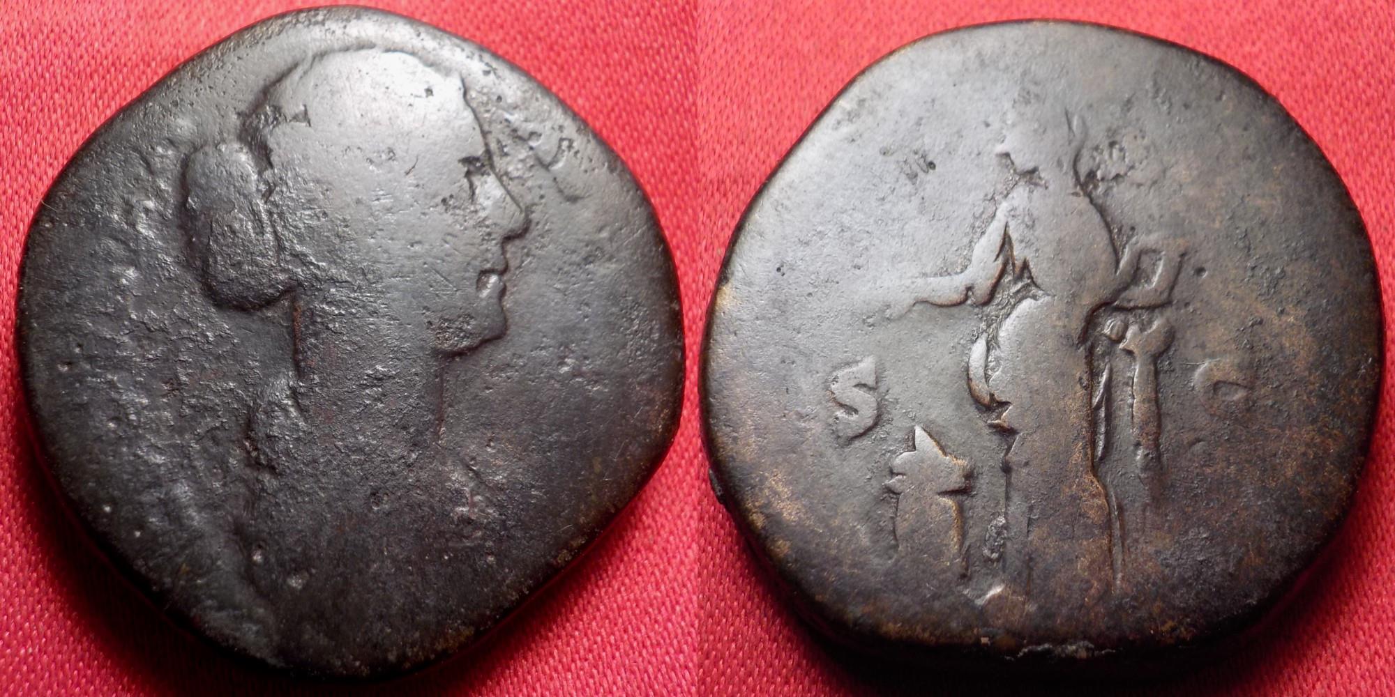 LUCILLA AE sestertius. PIETAS standing, altar beside | Roman Imperial Coins
