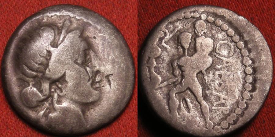 JULIUS CAESAR AR silver denarius. Aeneas carrying Palladium and his ...