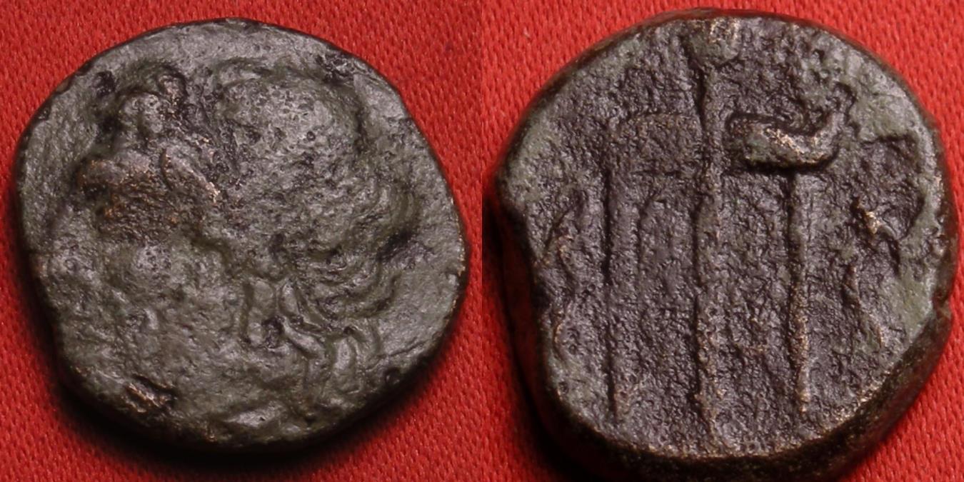 HIERON II AE 19mm. Sicily, Syracuse. Diademed bust of Poseidon, trident ...