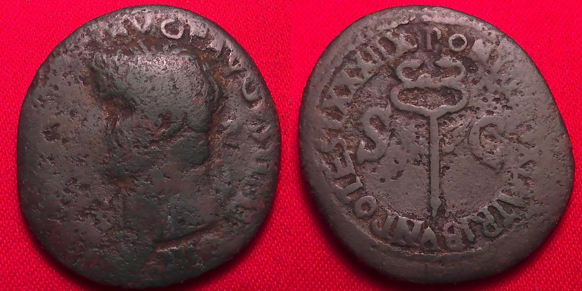 TIBERIUS AE as. Rome, 24-25 AD. Winged caduceus. | Roman Imperial Coins