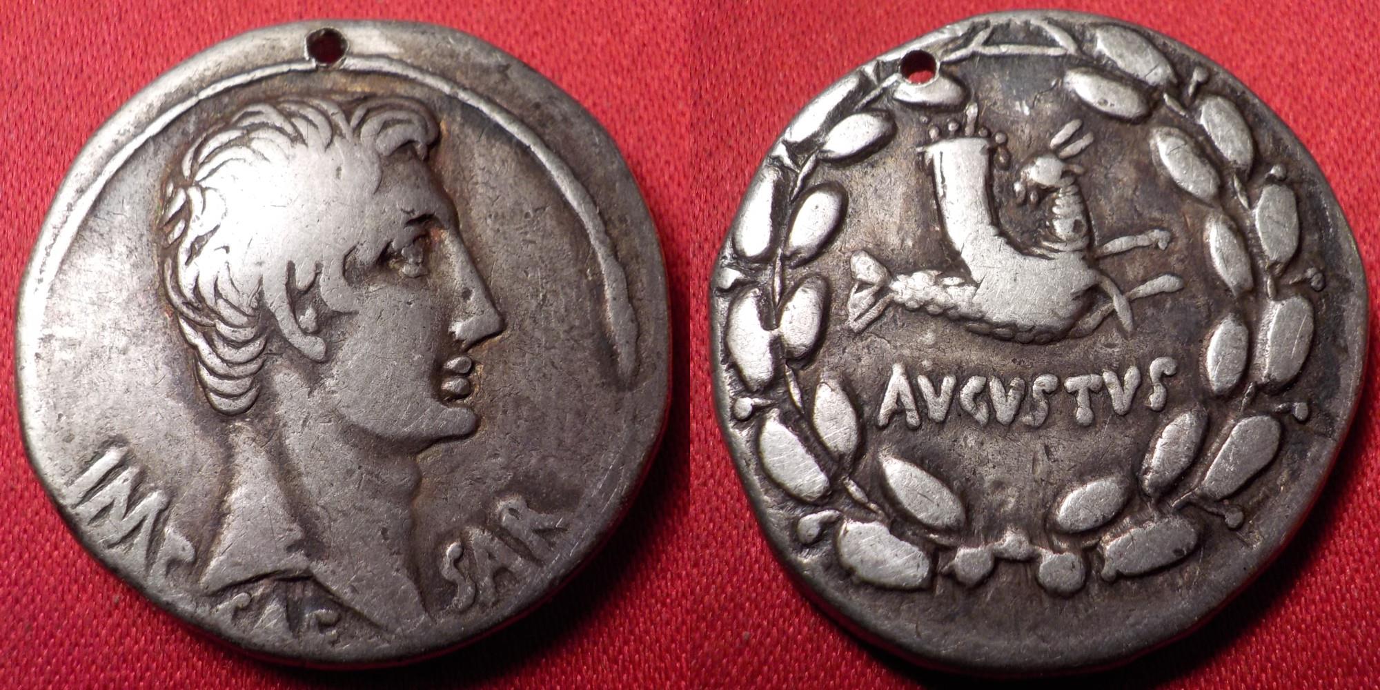 AUGUSTUS AR silver cistophorus. Mysia, Pergamum. Capricorn with ...