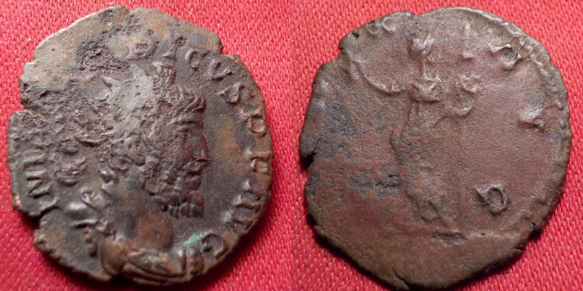 TETRICUS I AE antoninianus. Pax standing, holding wreath & long scepter