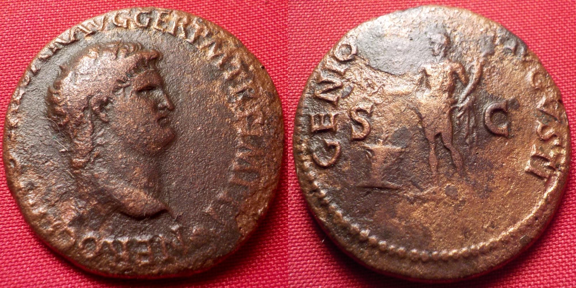 NERO AE as. Genius standing, sacrificing over altar. 66 AD. | Roman ...