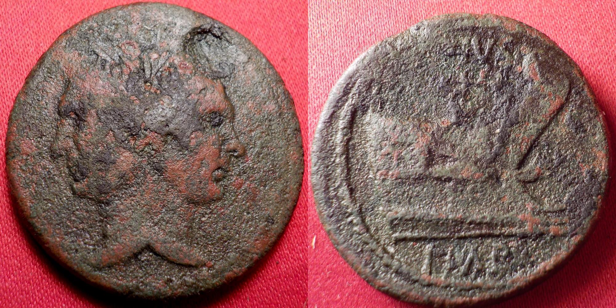 SEXTUS POMPEIUS AE as. Sicily, 43-36 BC. Janiform bust of Pompey the ...