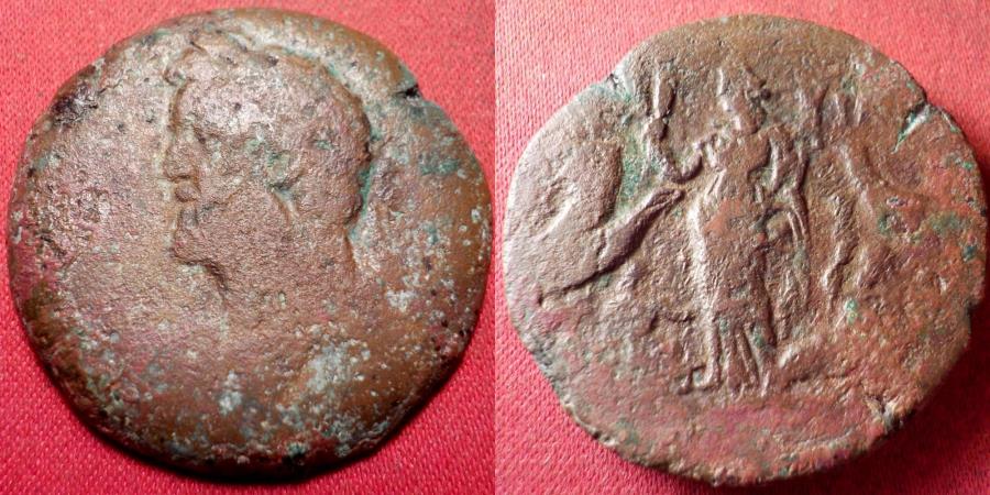 ANTONINUS PIUS AE drachm. Alexandria, Egypt. THE HARBOR OF ALEXANDRIA ...