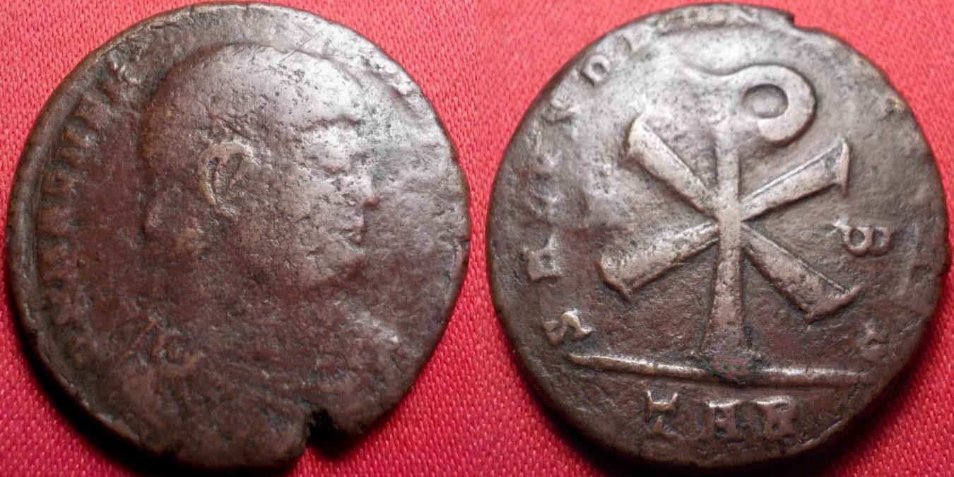 MAGNENTIUS AE 26mm double centenionalis. Arelatum (Arles) mint, large ...